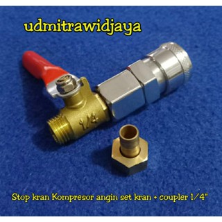 Jual Stop kran compresor angin drat 1/4"13mm plus Coupler SF20 1/4 inch ...