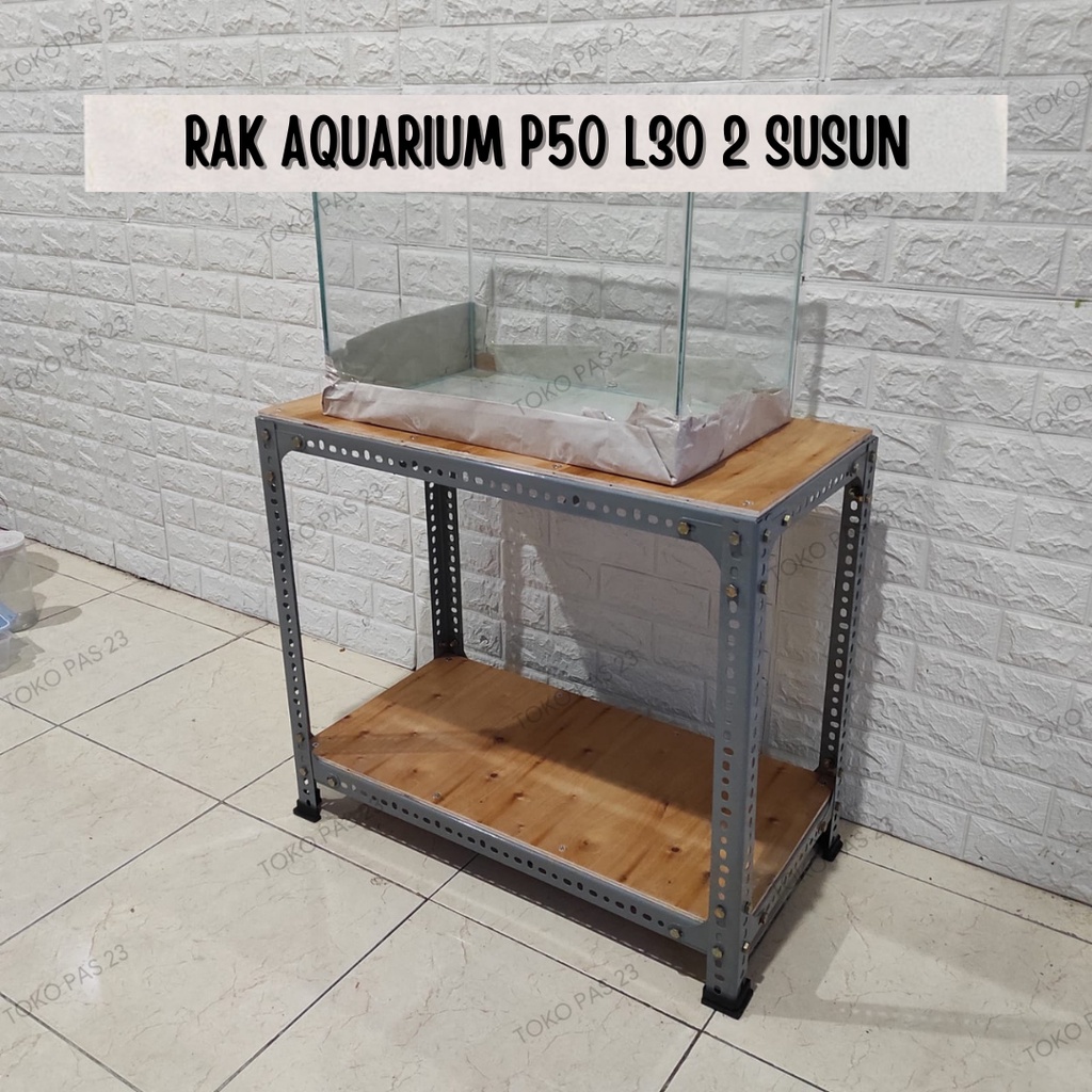 Jual RAK AQUARIUM 2 SUSUN TINGKAT UKURAN P50 L30 T50-T75 (cm) BESI SIKU ...