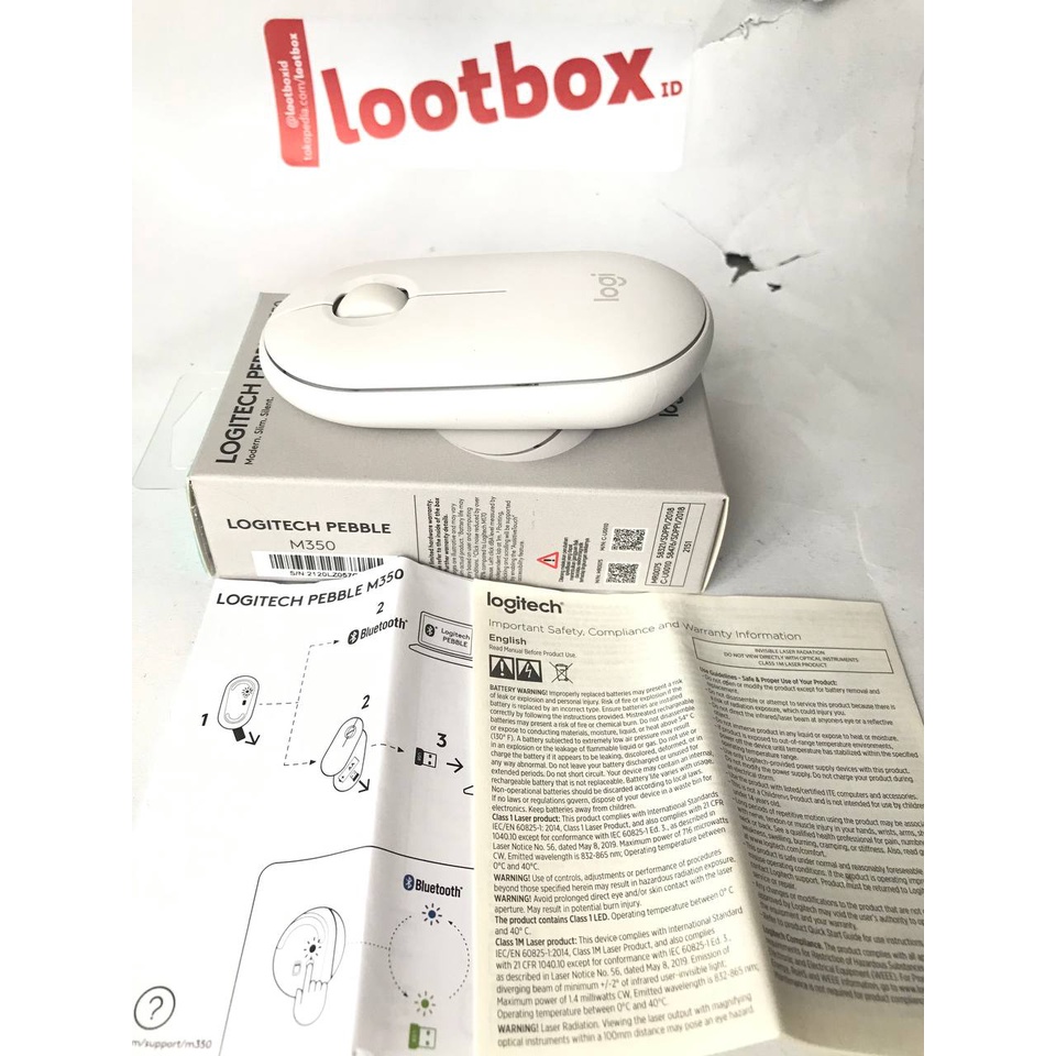 Jual Logitech M350 Pebble White Bluetooth Silent Unifying Wireless ...