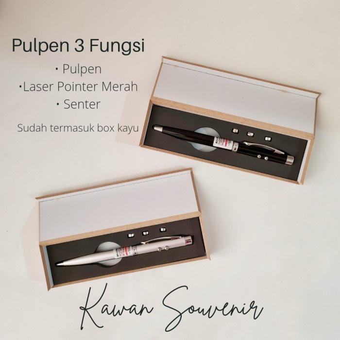 Jual Pulpen Laser Pointer 3 Fungsi Box Kayu + Custom Nama | Shopee ...