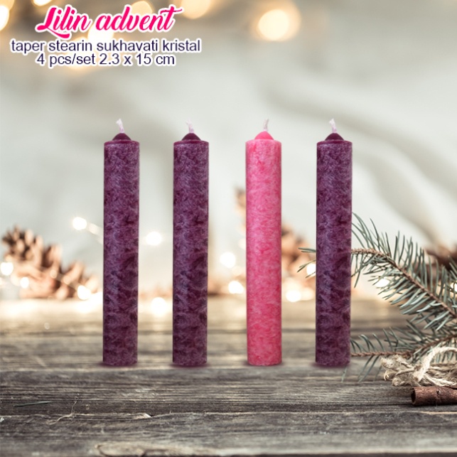 Jual Lilin Advent Adven Doa Natal Ungu Pink Stearin Kristal Stick 15cm ...