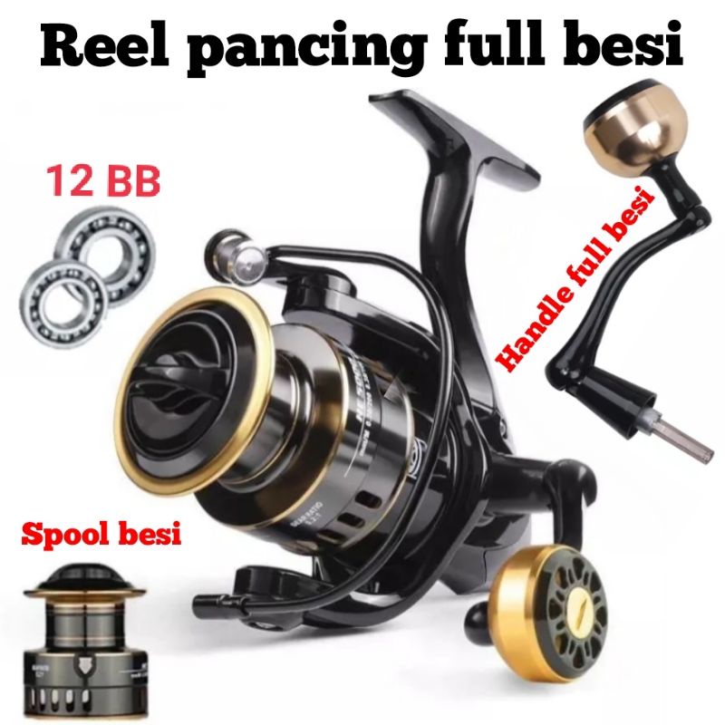 Jual Reel Gulungan Pancing 12 BB Reel Pancing Laut Full Besi Kuat Max ...
