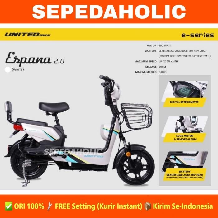 Jual Sepeda Listrik UNITED ESPANA 2.0 Electric E Bike 350 Watt | Shopee ...