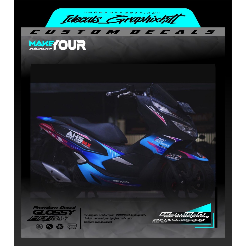Jual 004429 sticker decals fullbody honda pcx tema sponsor gp biru ...