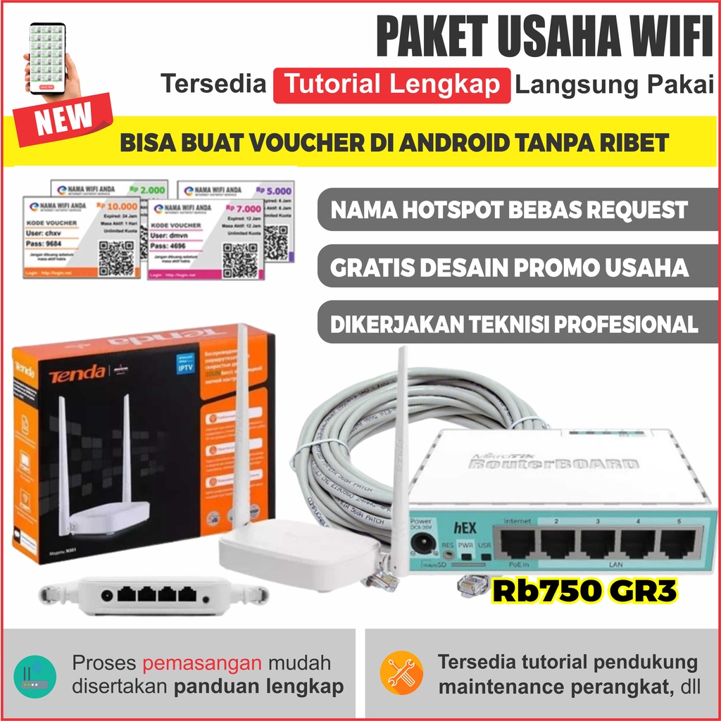 Jual Paket Usaha Wifi Mikrotik RB750GR3 + Akses point indoor Full ...