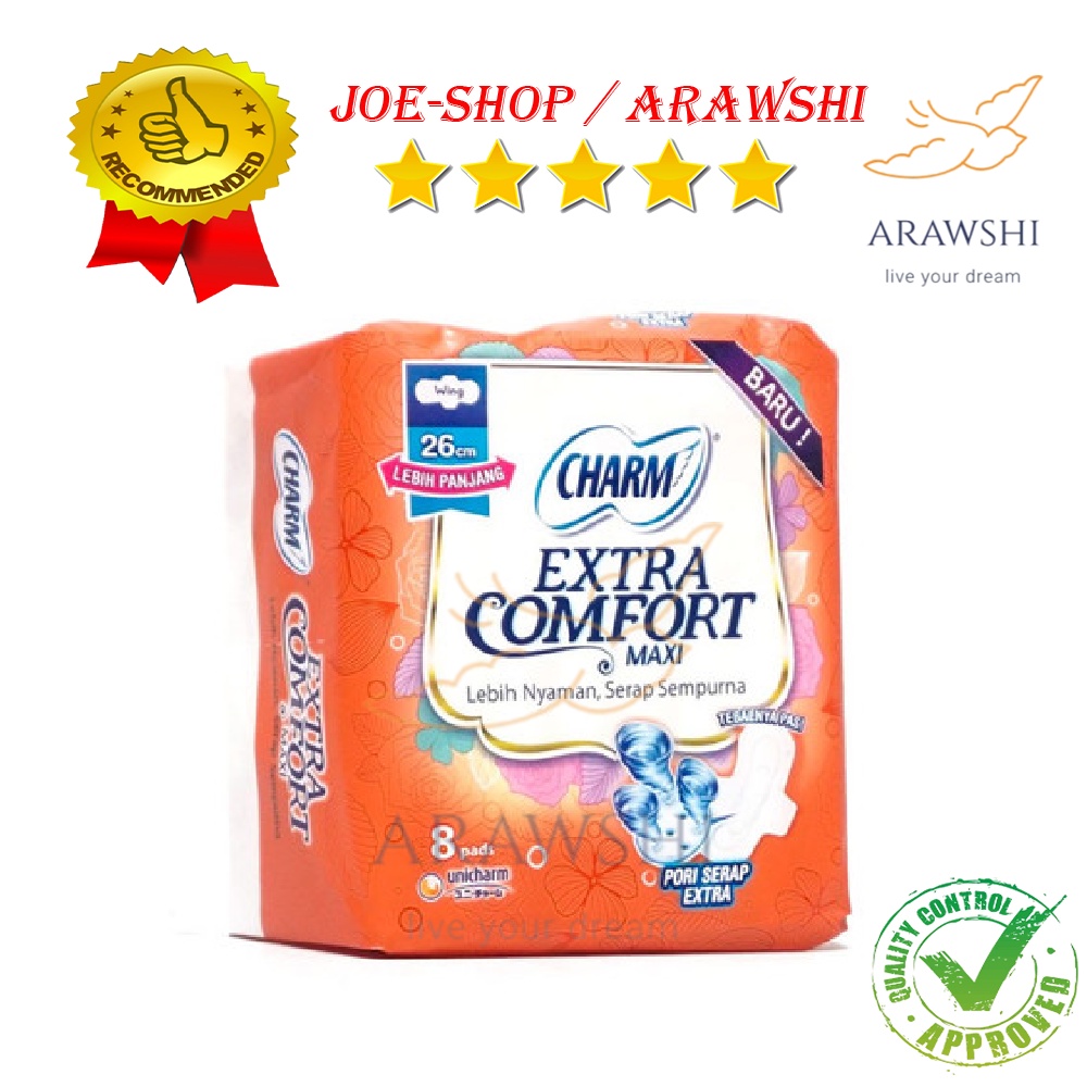 Jual CHARM PEMBALUT WING EXTRA COMFORT 26CM 8'S MAXI WING | Shopee ...