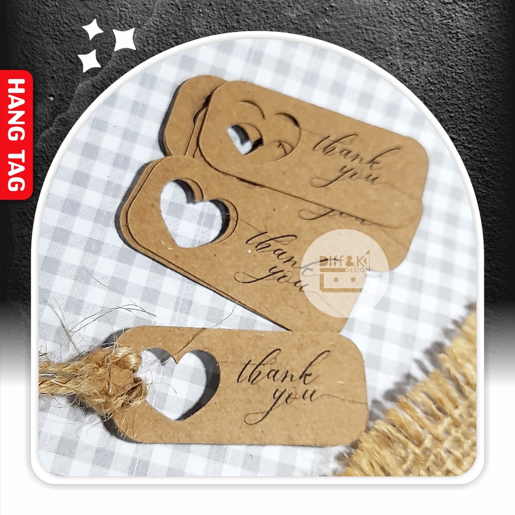 Jual Label Hang Tag Thank You Hati Heart Cantik Unik Kraft Rustic ...