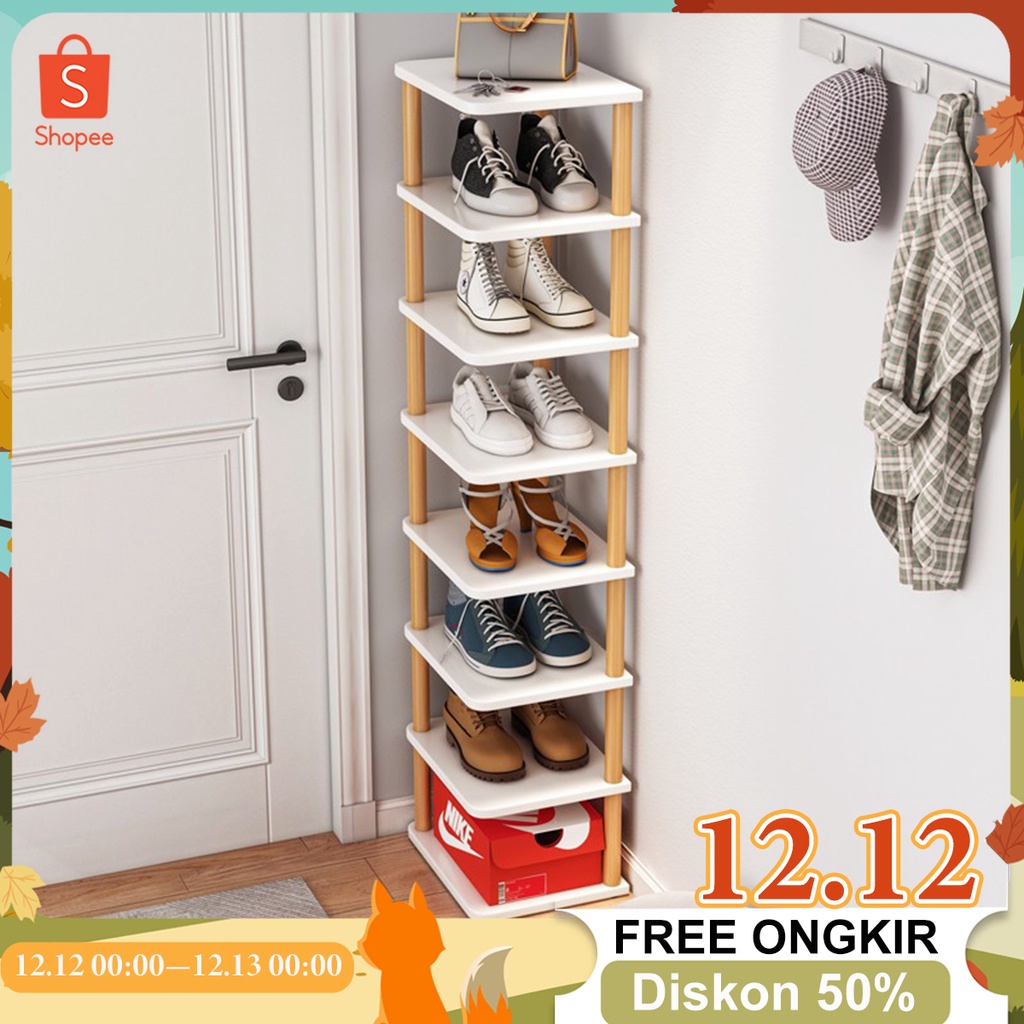 Jual IH Rak Sepatu Kayu 8 Susun Rak Sepatu Minimalis Rak Kasut Shoe ...