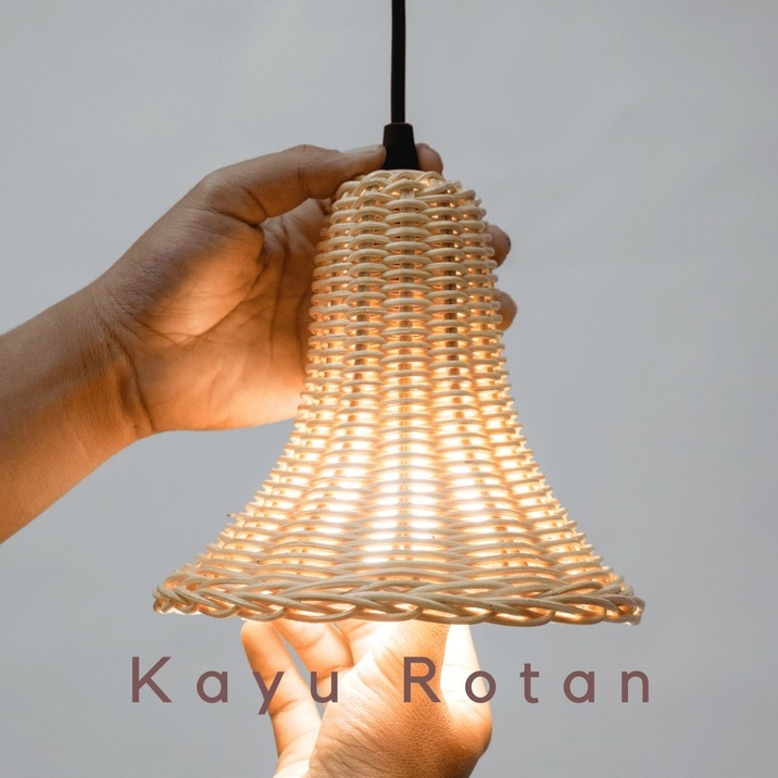 Jual Lampu Gantung Rotan Lonceng / Kap Lampu Rotan | Shopee Indonesia