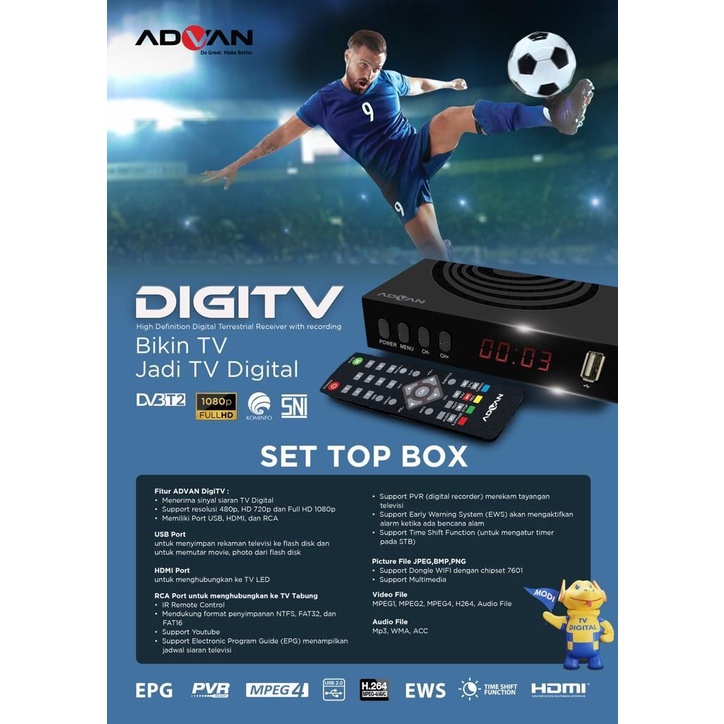 Jual Set Top Box TV Digital ADVAN DIGITV DV3T2 FHD 1080P Receiver TV ...