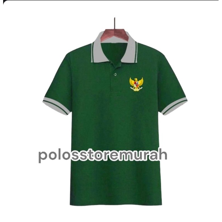 Jual Kaos Kerah Pria Polo Logo Garuda Hijau ARMI KRAH ABU/ Kaos Polo ...