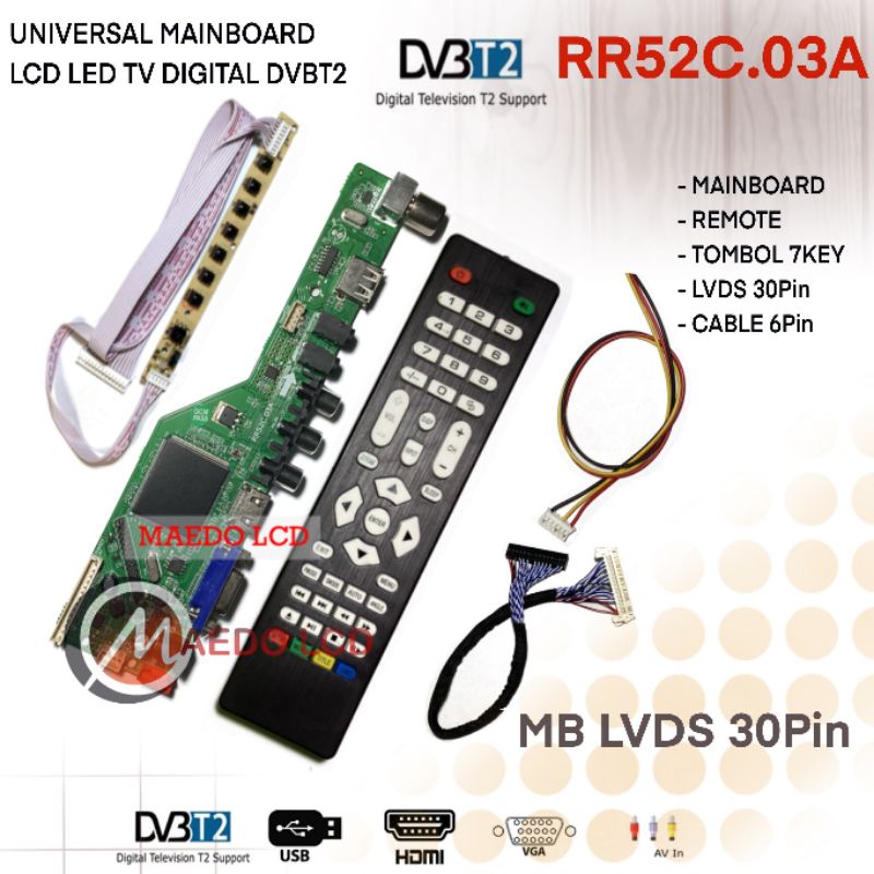 Jual Universal LCD LED TV Board DIGITAL DVB T2 / Mainboard Universal ...