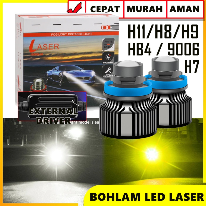 Jual LAMPU LED LASER PROJECTOR H11 H8 H9 9006 HB4 H7 40 WATT 2 WARNA 12 ...