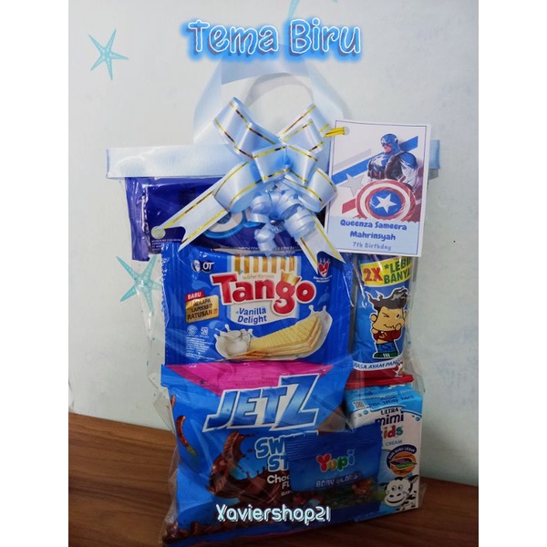 Jual PAKET SNACK ULTAH TEMA BIRU (FREE CARD) | Shopee Indonesia
