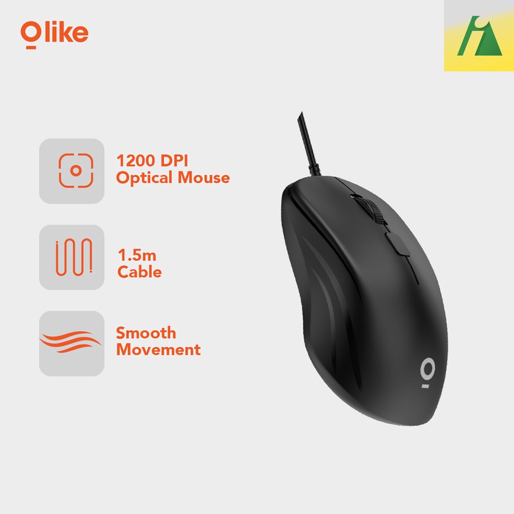 Jual Olike Mouse Ergonomic Design 1200 DPI Optical Sensor 3 Million M1 ...