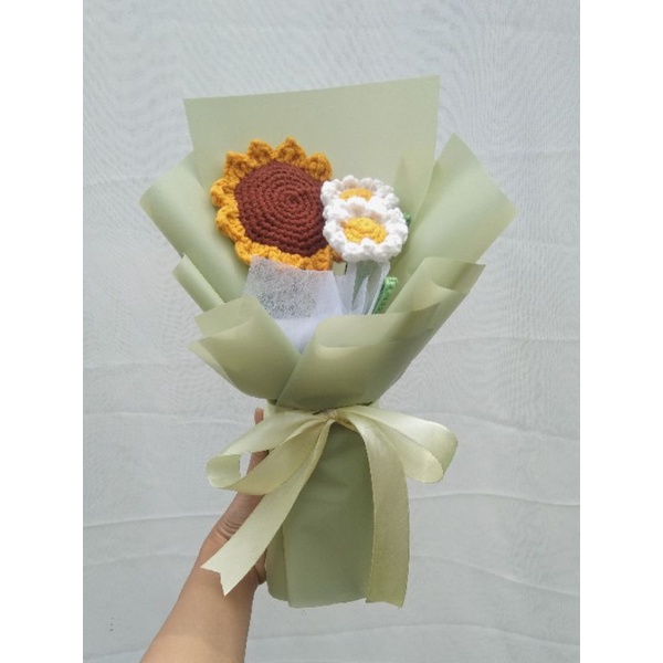 Jual Buket Bunga Matahari Daisy | Buket Bunga Rajut | Shopee Indonesia