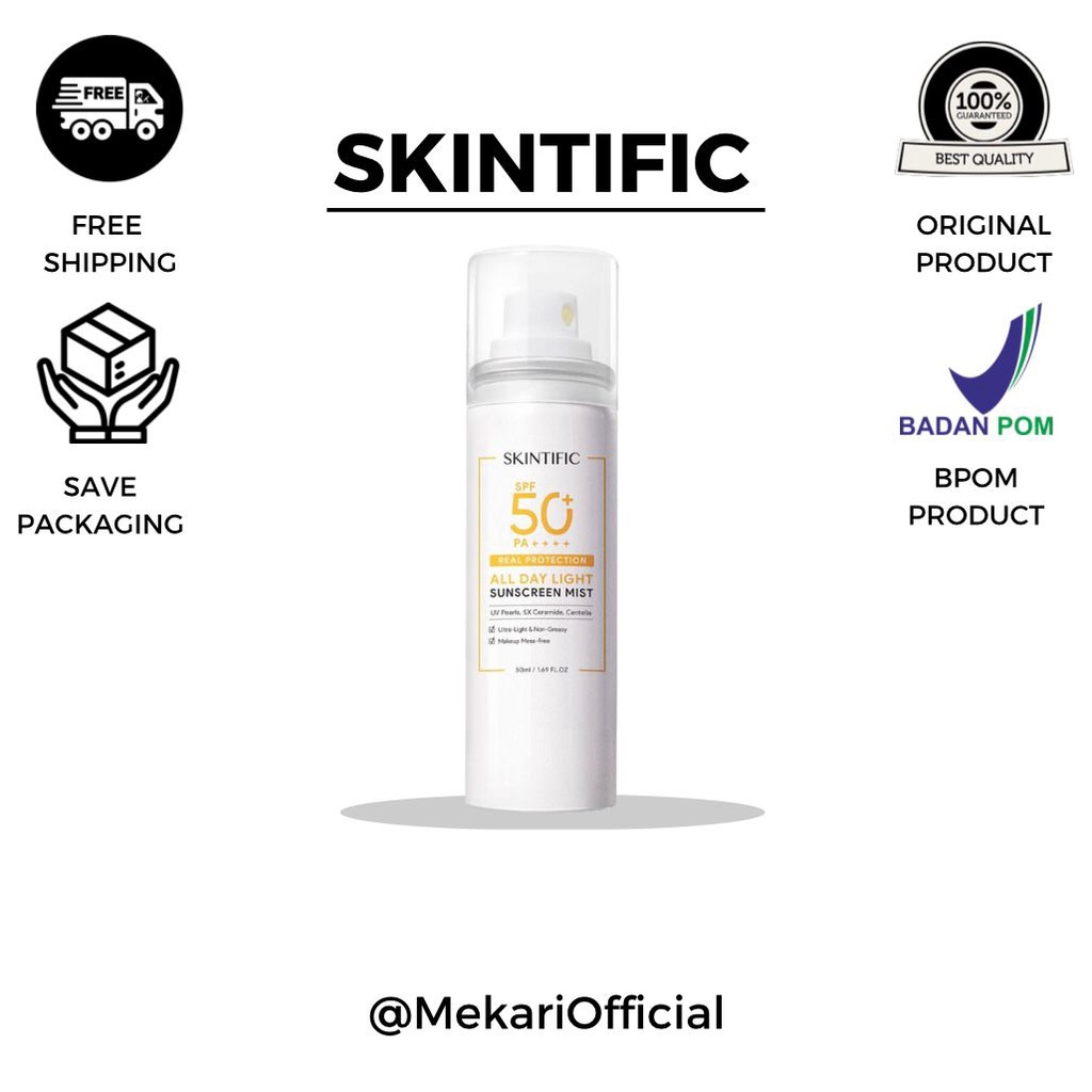 Jual SKINTIFIC All Day Light Sunscreen Mist SPF50 PA++++ Sunscreen Spray Anti UV Wajah/Body ...