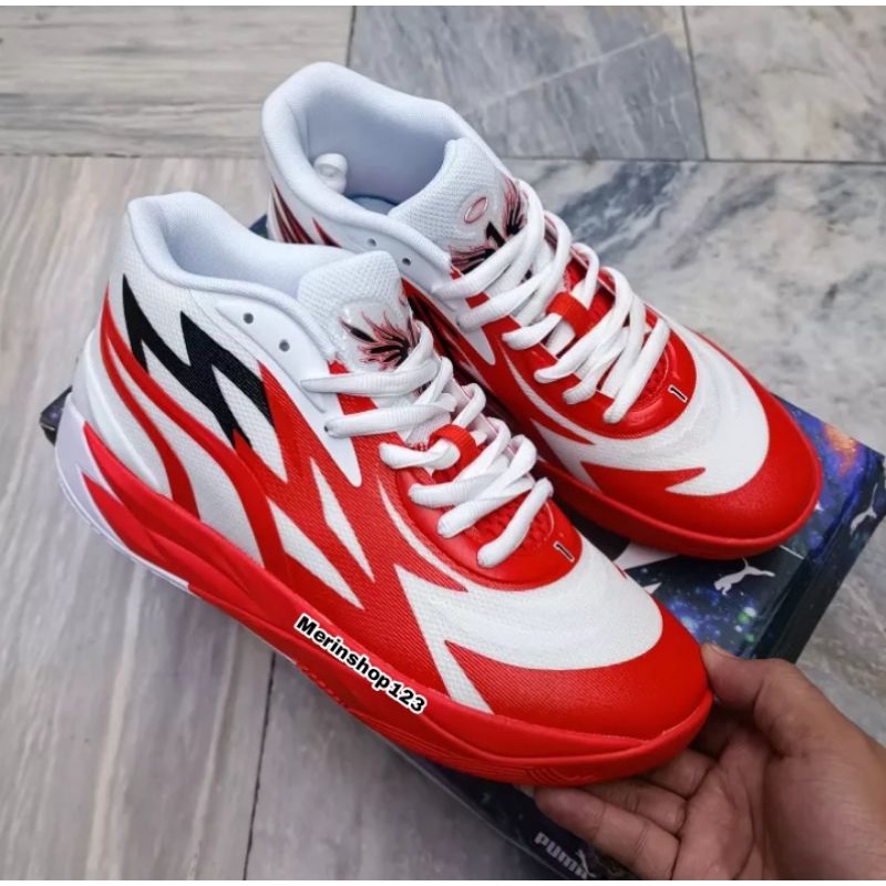 Jual Sepatu Basket P*uma LaMelo Ball MB.02 White Red High Premium ...