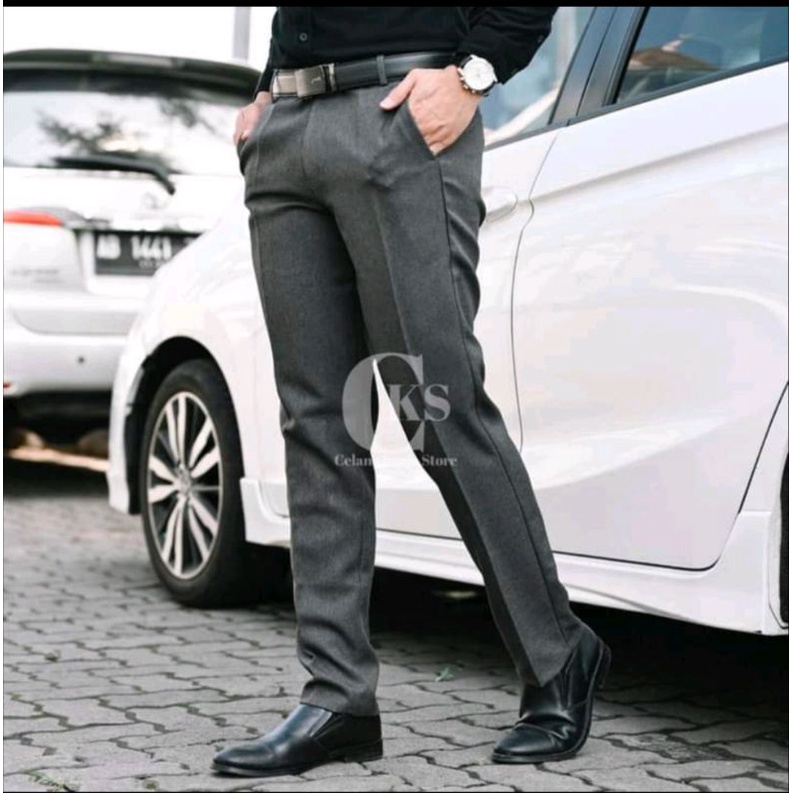 Jual CELANA KANTOR / KERJA FORMAL PRIA BAHAN KAIN WOLL BERKUALITAS MODEL SLIM | Shopee Indonesia