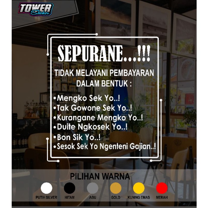 Jual Sticker cutting lucu sepurane tidak melayani pembayaran buat kaca ...