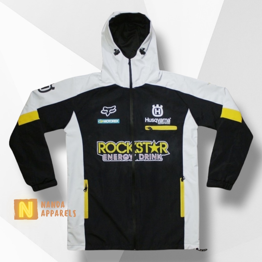 Jual PARACHUTE JACKET Jaket Husqvarna Rockstar Black White Waterproof ... Jual PARACHUTE JACKET Jaket Husqvarna Rockstar Black White Waterproof ...