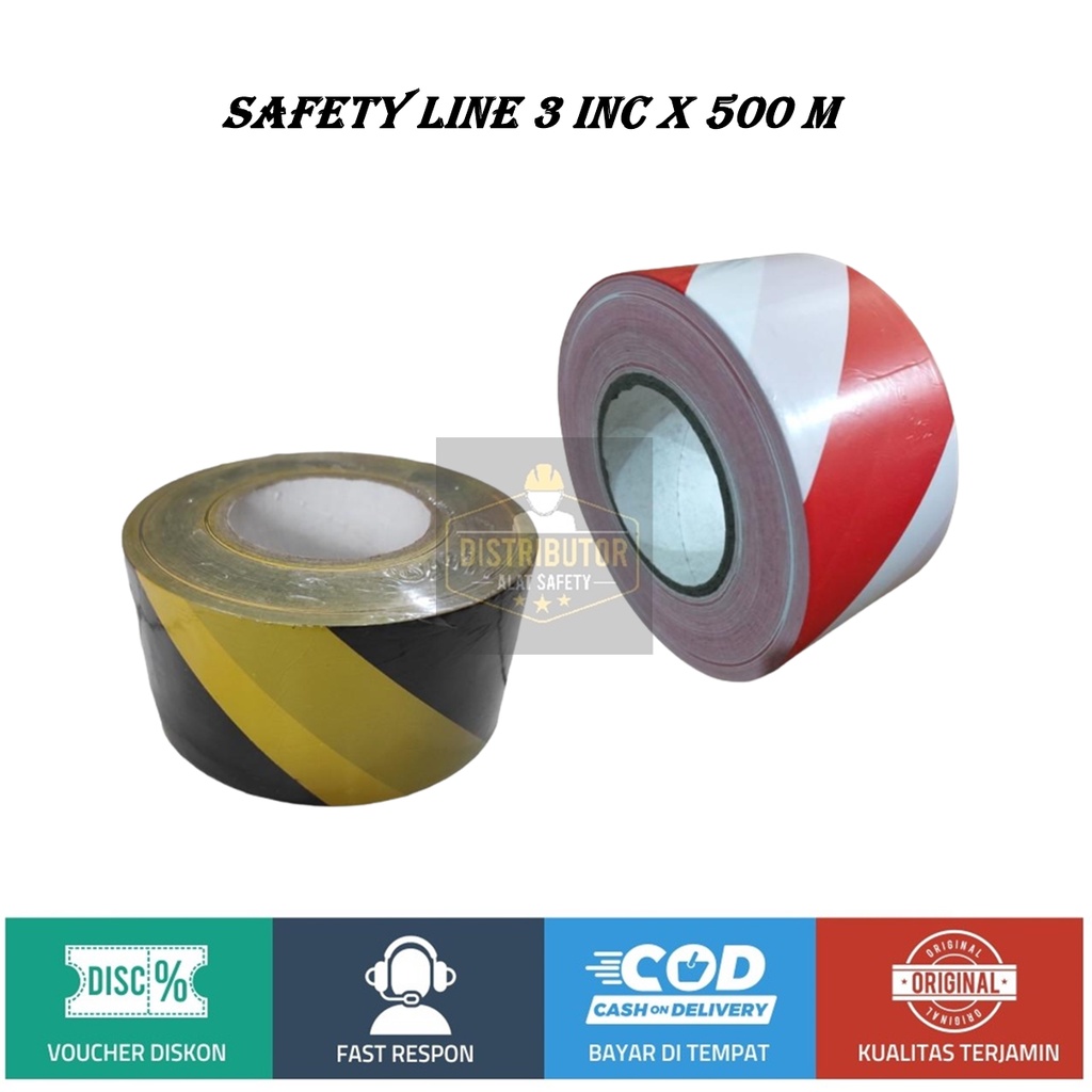 Jual YELLOW RED SAFETY POLICE LINE 3INC X 500MTR HITAM KUNING DAN MERAH ...