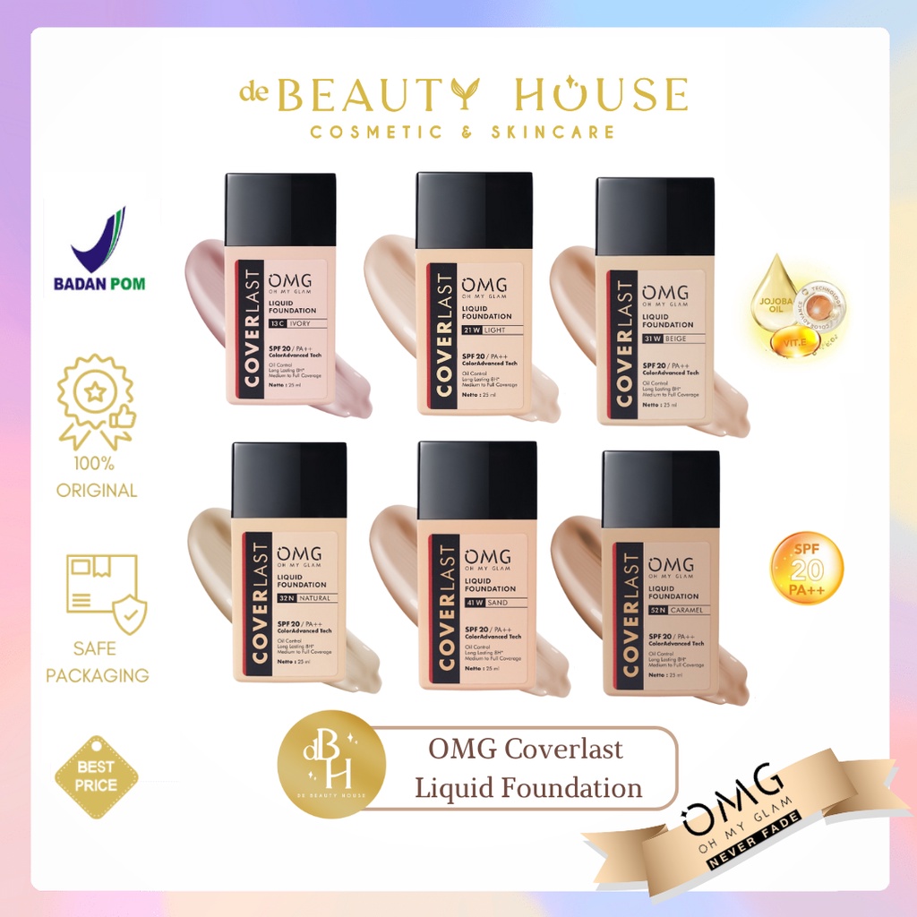 Jual OMG Oh My Glam Coverlast Liquid Foundation SPF 20 PA++ 25ml ...
