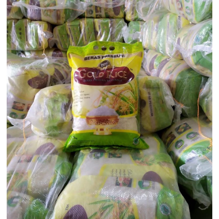 Jual Beras Premium merk gold rice 5kg | Shopee Indonesia