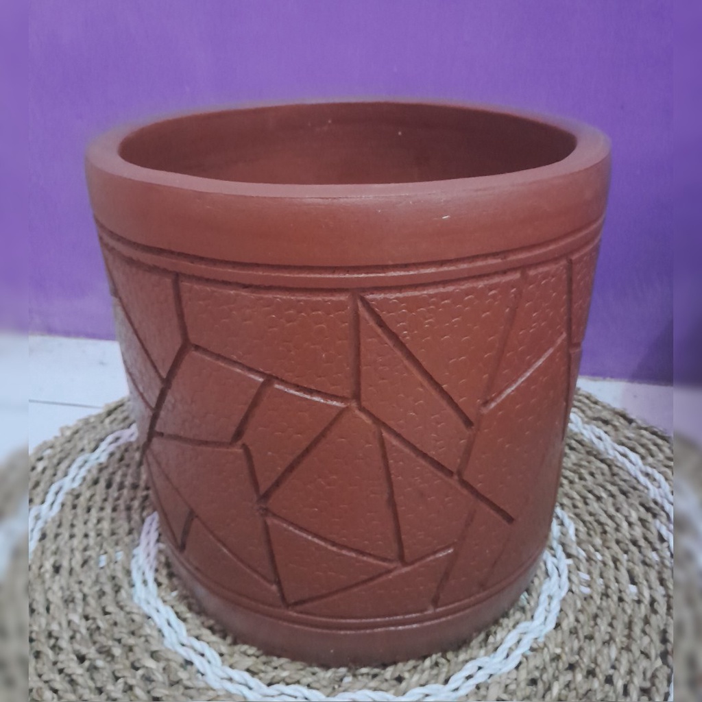 Jual Pot teracota/gerabah/pot motif estetik H | Shopee Indonesia