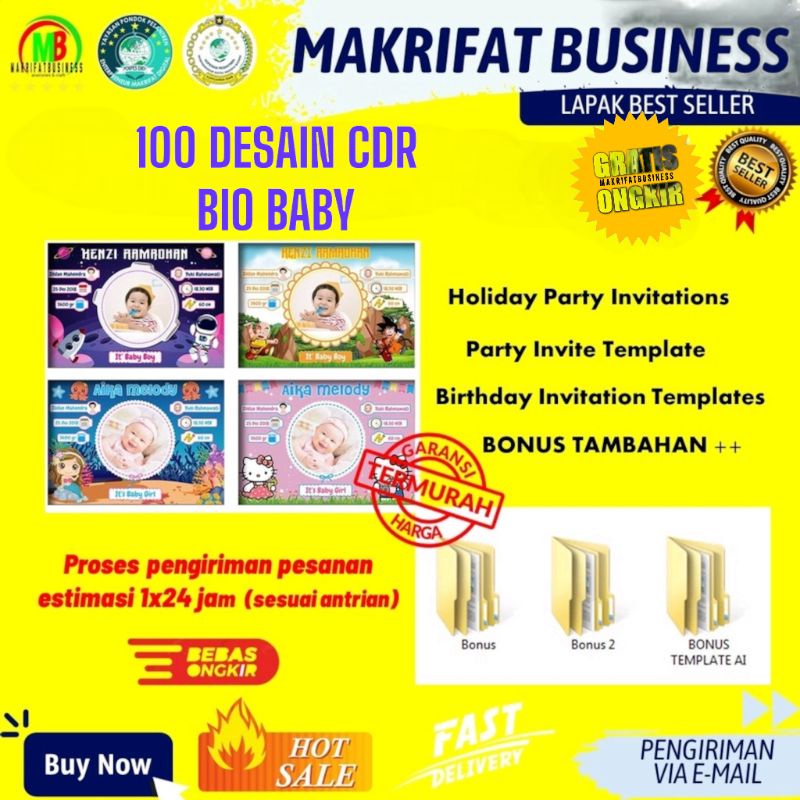 Jual 100+ DESAIN CDR TEMPLATE BABY BIO DESAIN BIODATA BAYI + BONUS ...