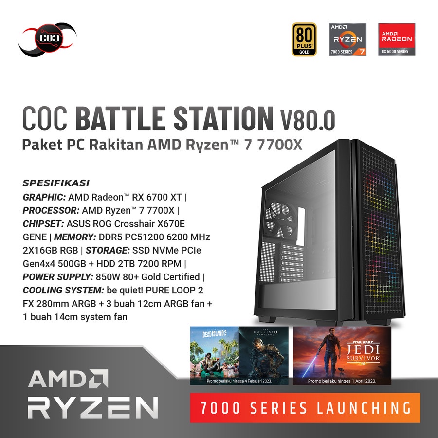 Jual COC BATTLE STATION V80.0 - Paket PC Rakitan AMD Ryzen 7 7700X | Shopee Indonesia