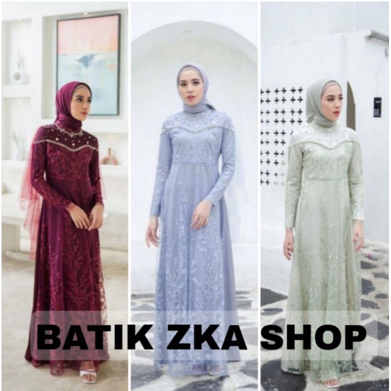 Jual (ADA JUMBO) Gamis Brukat Namira Dress Pesta Mewah Kondangan Seragaman Gamis Burkat Terbaru ...