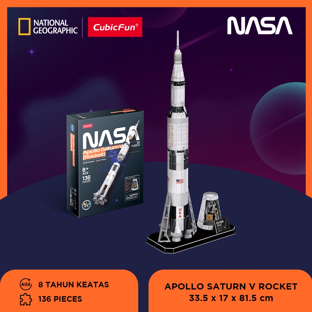 Jual Cubicfun NASA Apollo Saturn V Rocket - 3D Puzzle Pesawat Luar ...