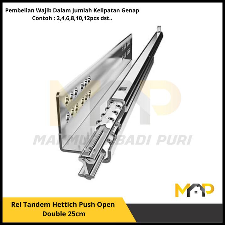 Jual Rel Laci Tandem Double Push Open 25Cm Hettich | Shopee Indonesia