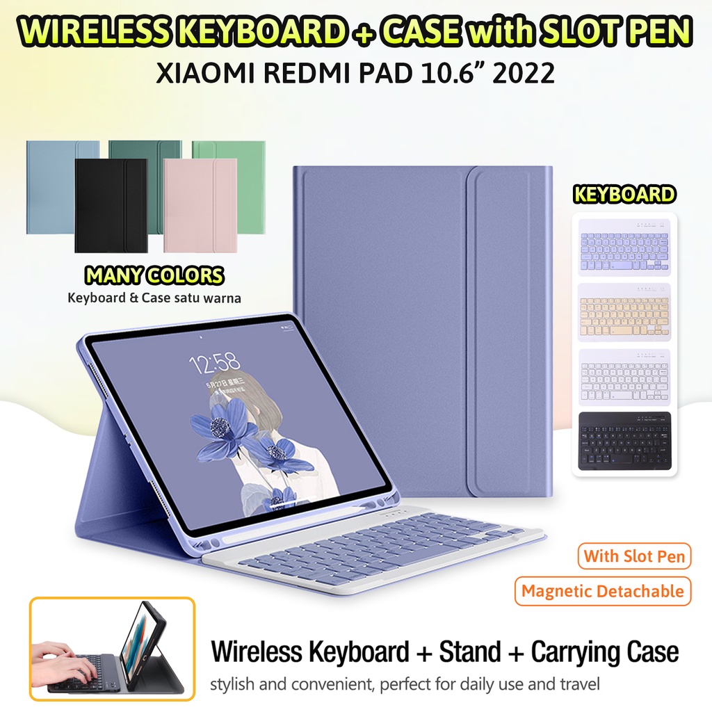 Jual Xiaomi Redmi Pad 10.6 inch 2022 Bluetooth Keyboard Case Casing ...