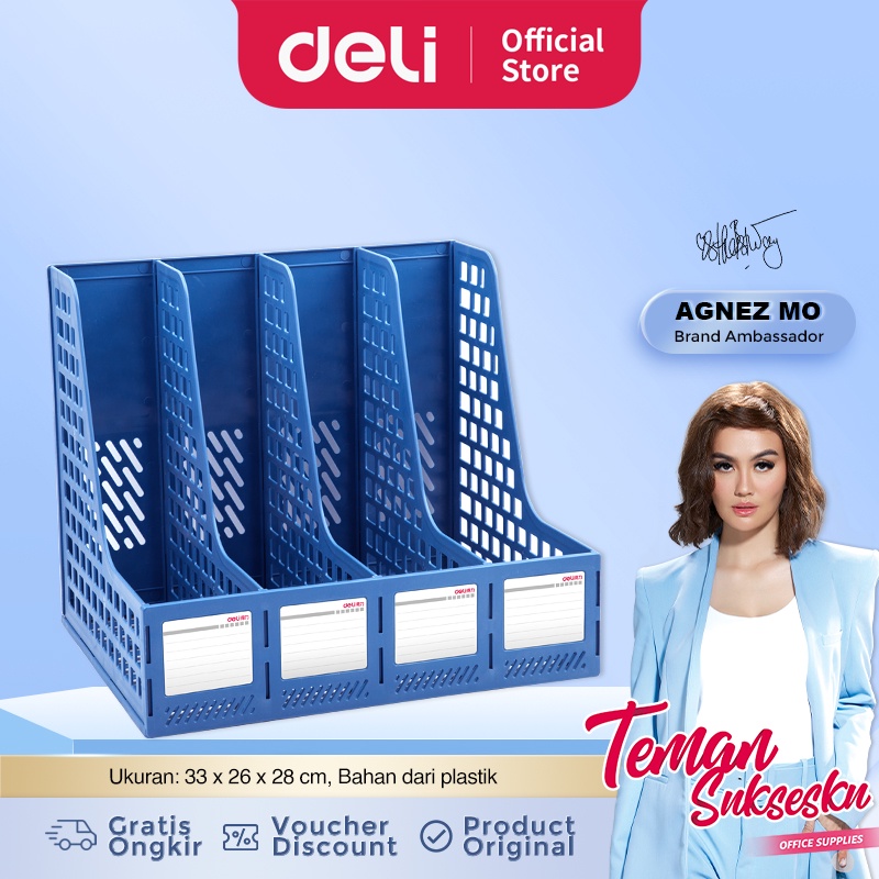 Jual Deli Rak Buku / Box File 4 Sekat Tahan Lama 33777 | Shopee Indonesia