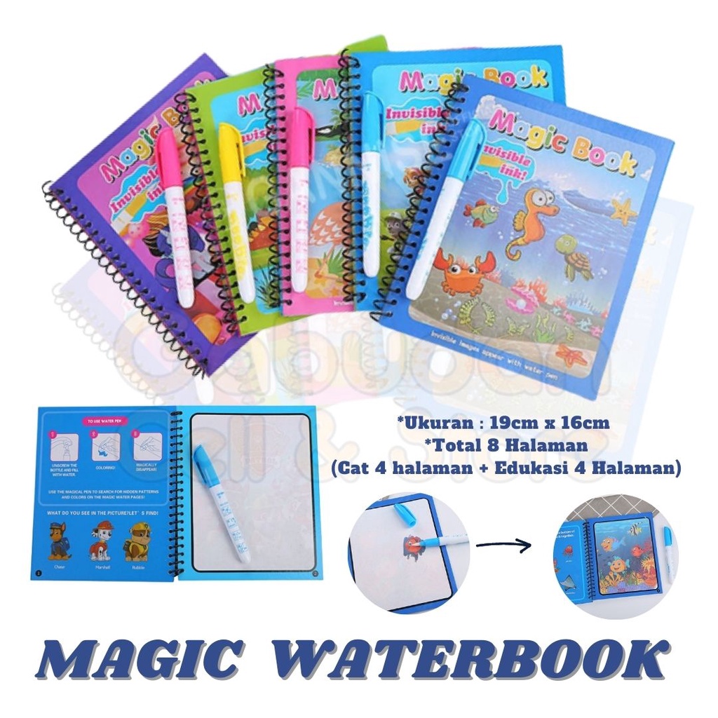 Jual Magic Water Book Magic Water Pen Buku Gambar Mewarnai Buku Warna ...