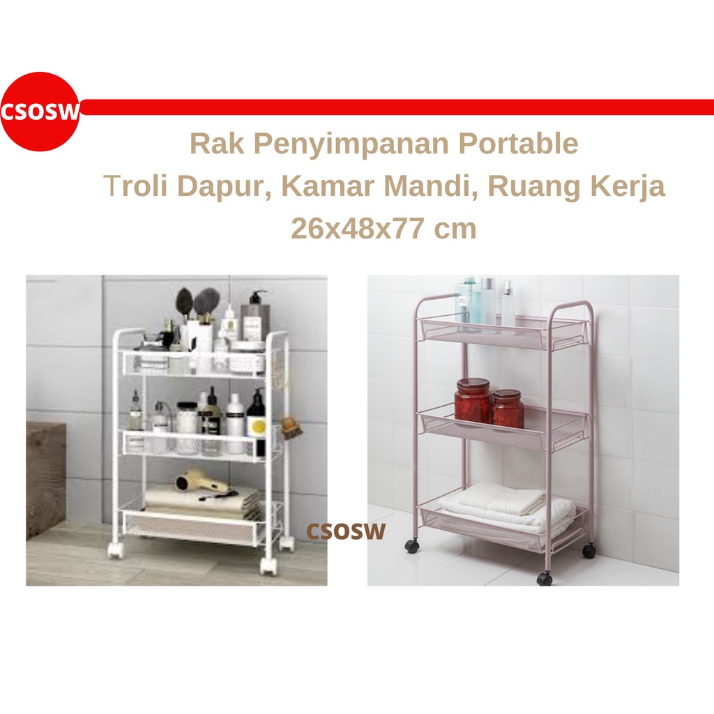 Jual Rak Penyimpanan Beroda 3 Tingkat Multifungsi 26x48x77Cm HORN AVAN ...
