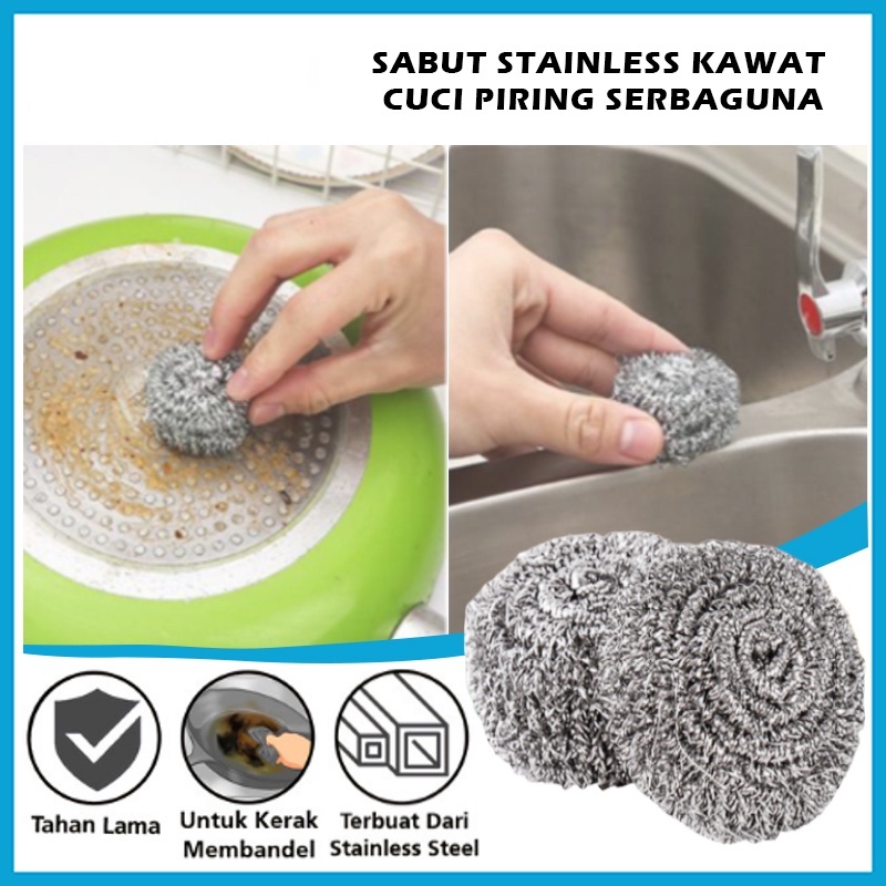 Jual Sabut Kawat Cuci Piring Stainless Steel Anti Karat Serbaguna ...