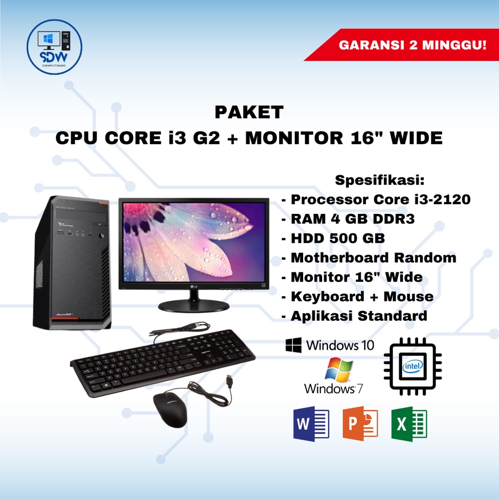 Jual Paketan CPU Core i3 Gen2 + Monitor 16 inch Wide | Shopee Indonesia