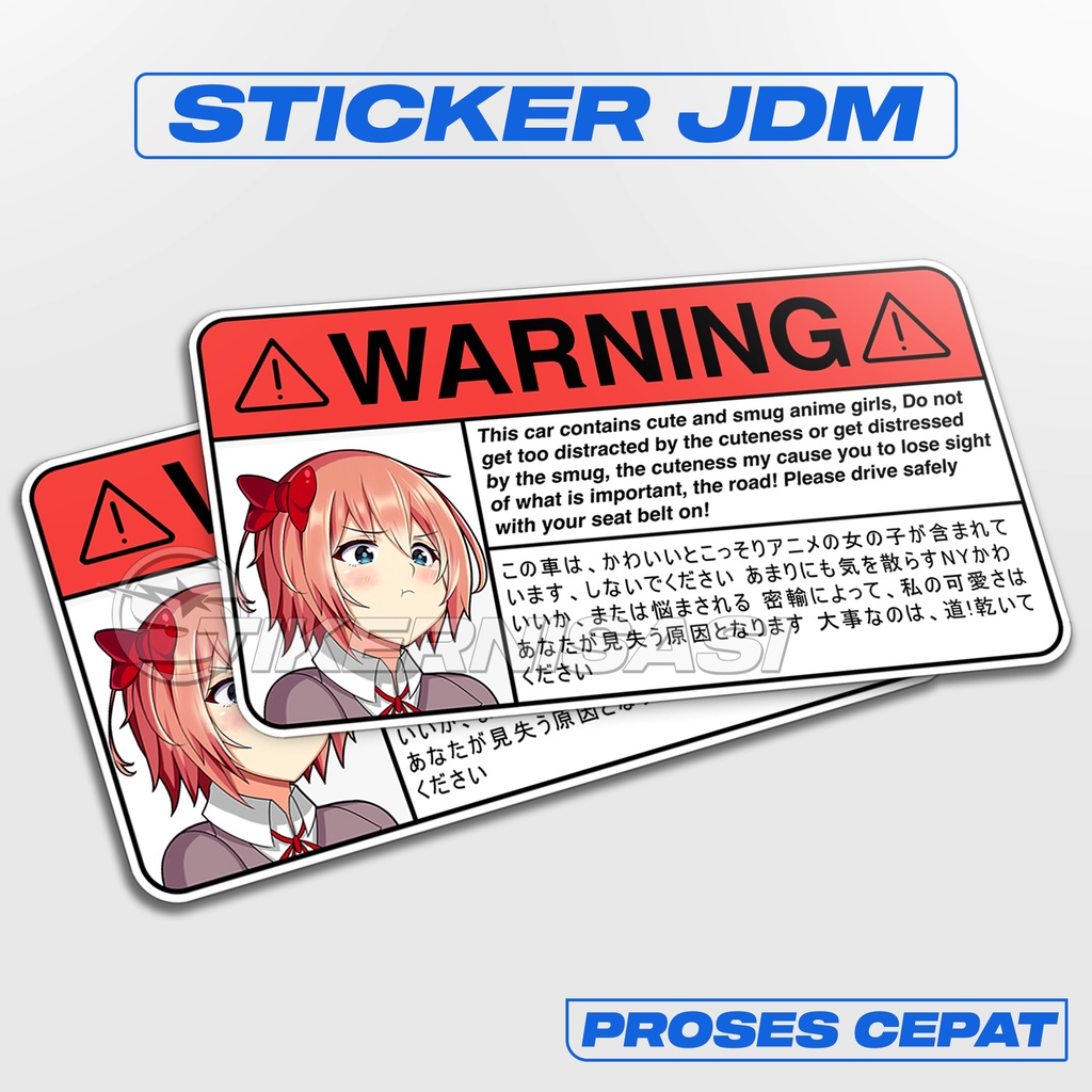 Jual Sticker Slap JDM Warning Anime Sayori DDLC | Shopee Indonesia
