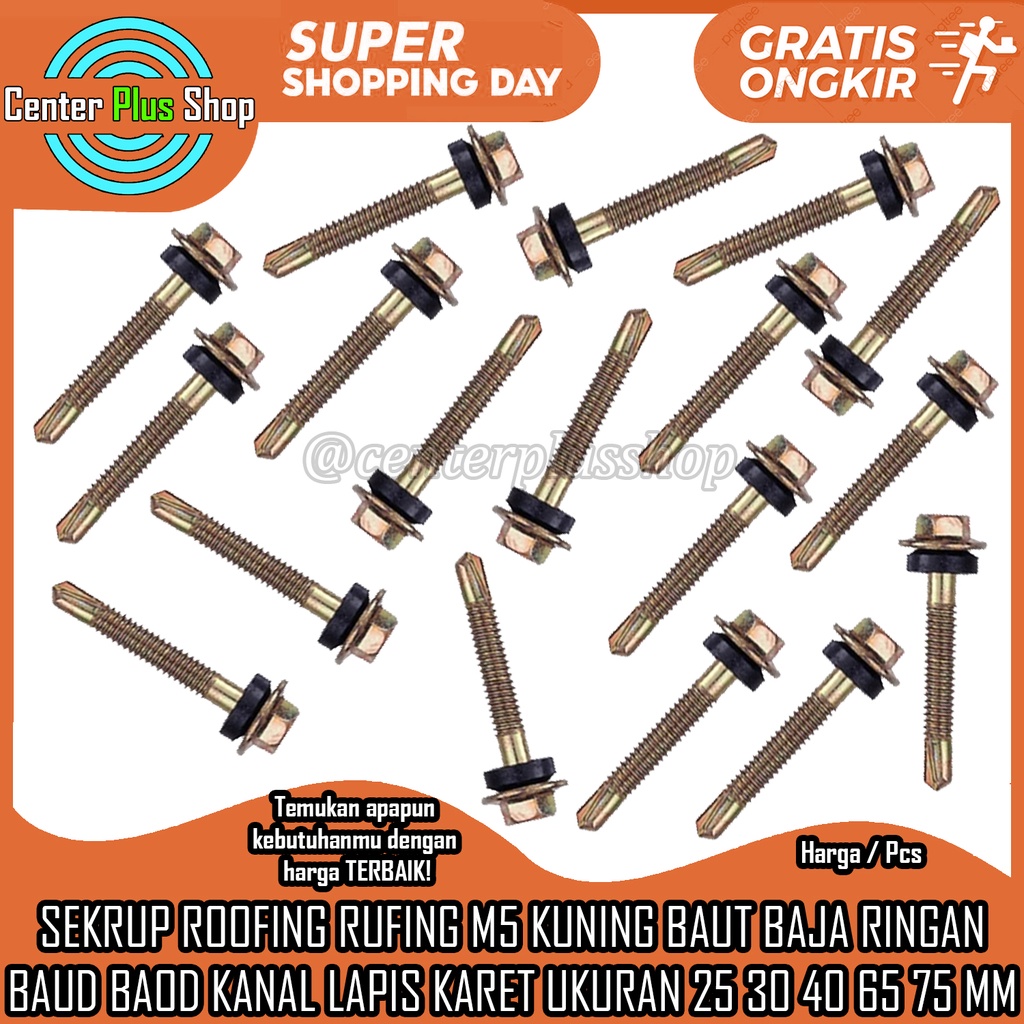 Jual SEKRUP ROOFING M5 KUNING BAUT PENGENCANG BAJA RINGAN BAUD KANAL ...
