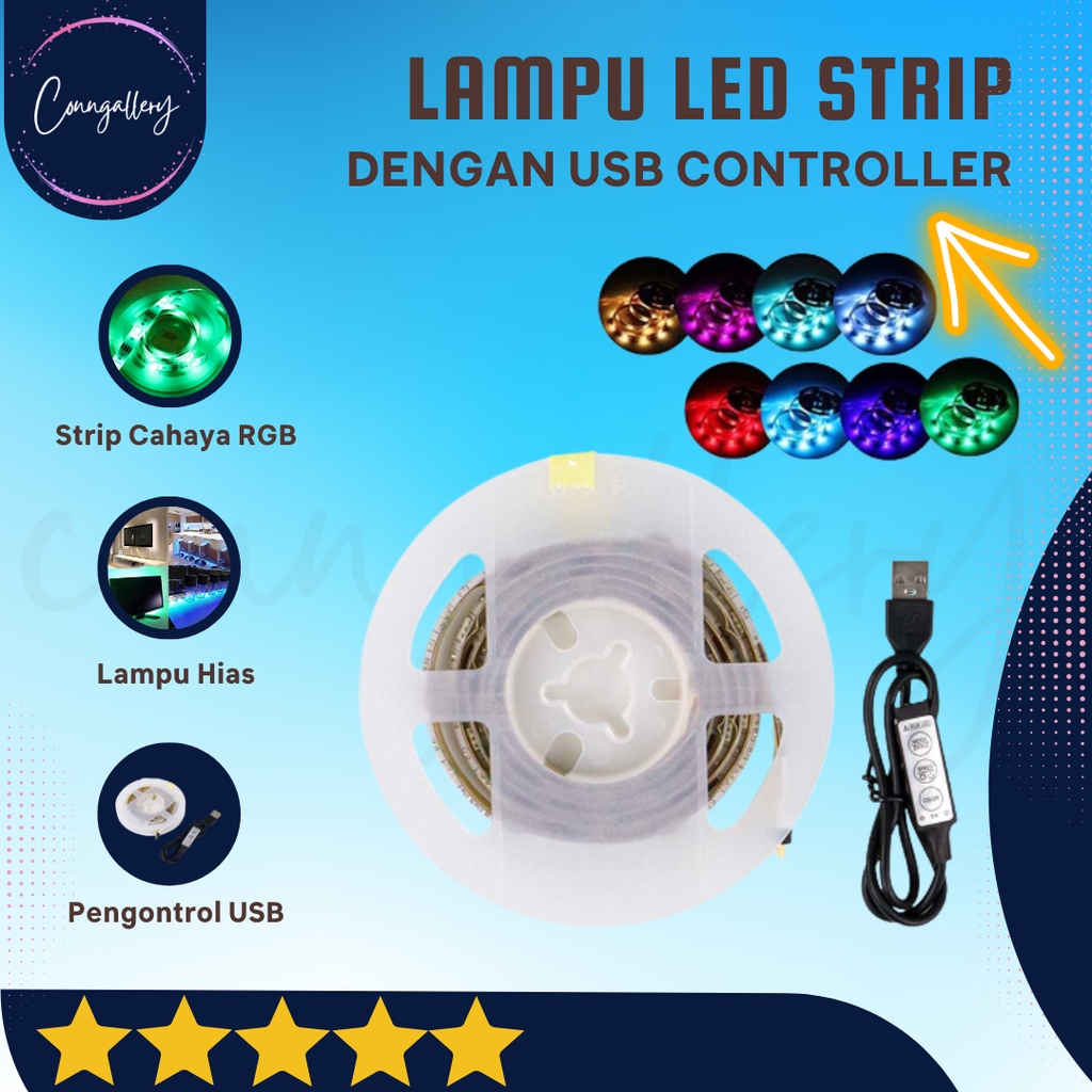 Jual Lampu Strip LED RGB Dekorasi Mood Light RGB Dengan USB Controller ...