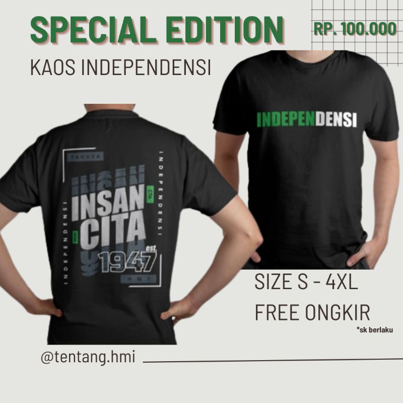 Jual Kaos Distro Tema Independensi HMI Cotton Combed 30s Sablon DTF S ...