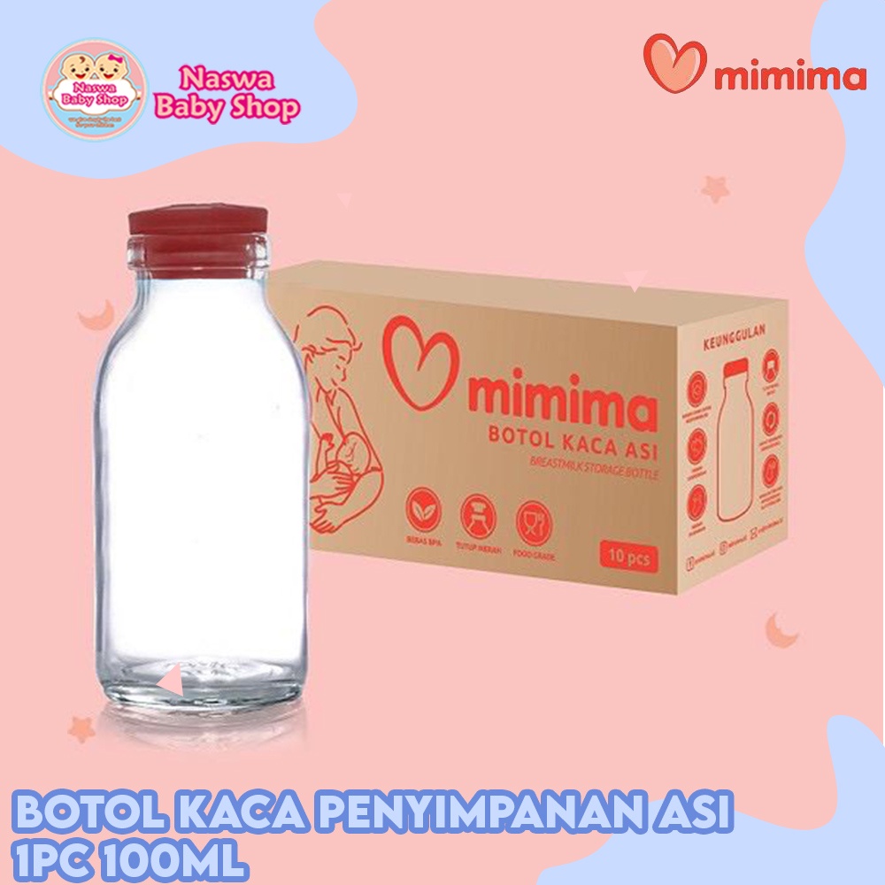 Jual Mimima Botol Kaca Penyimpanan ASI 1pc 100ml | Shopee Indonesia