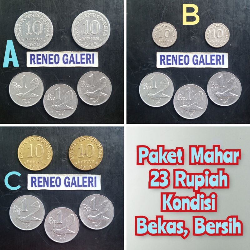 Jual Paket Mahar 23 Rupiah Bekas Bersih Uang Koin Kuno Logam Jadul lawas lama antik Nikah Tahun ...