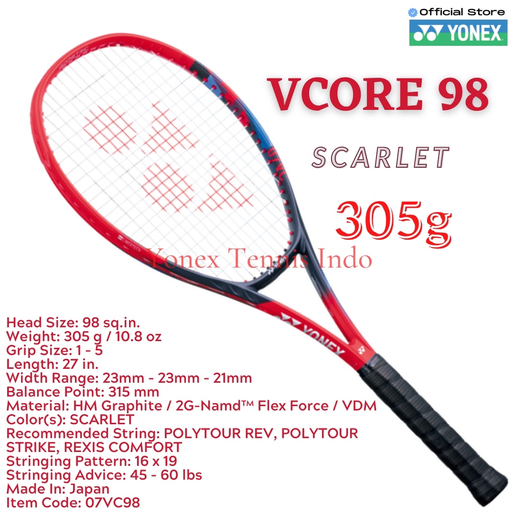 Jual Yonex VCORE 98 - 305 gram Scarlet - racket tennis | Shopee Indonesia
