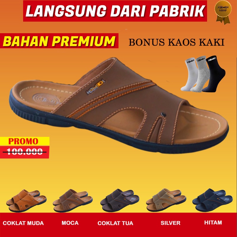 Jual Sendal Sandal Bapak Bapak Kondangan Kulit Pria Casual Kekinian ...