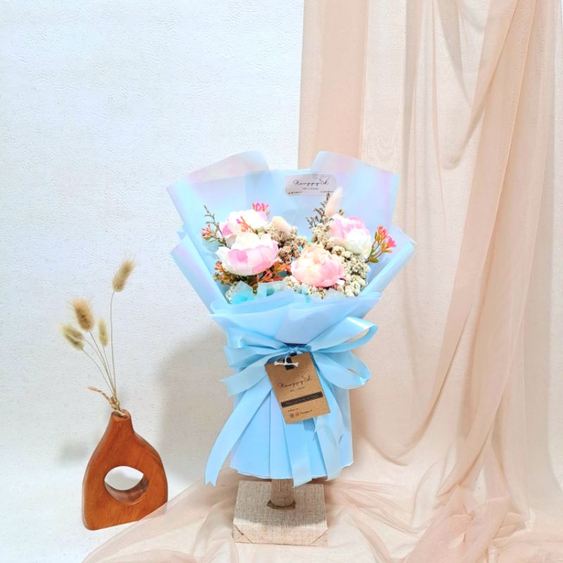 Jual Buket Bunga Mawar Artificial 4 Tangkai Mawar Palsu Ukuran Medium ...