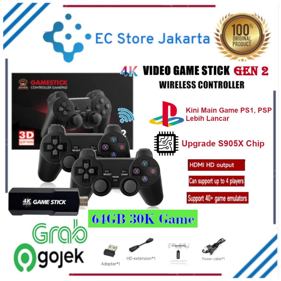 Jual Game Stick 4K Gen 2 Retro Video Game Console Wireless Gamepad ...